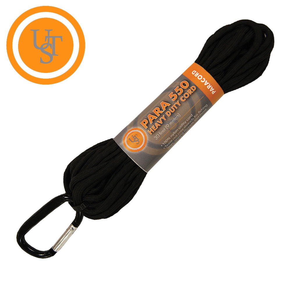 UST 30ft Paracord 550 Black with Clip – Church's Tactical and Outdoors